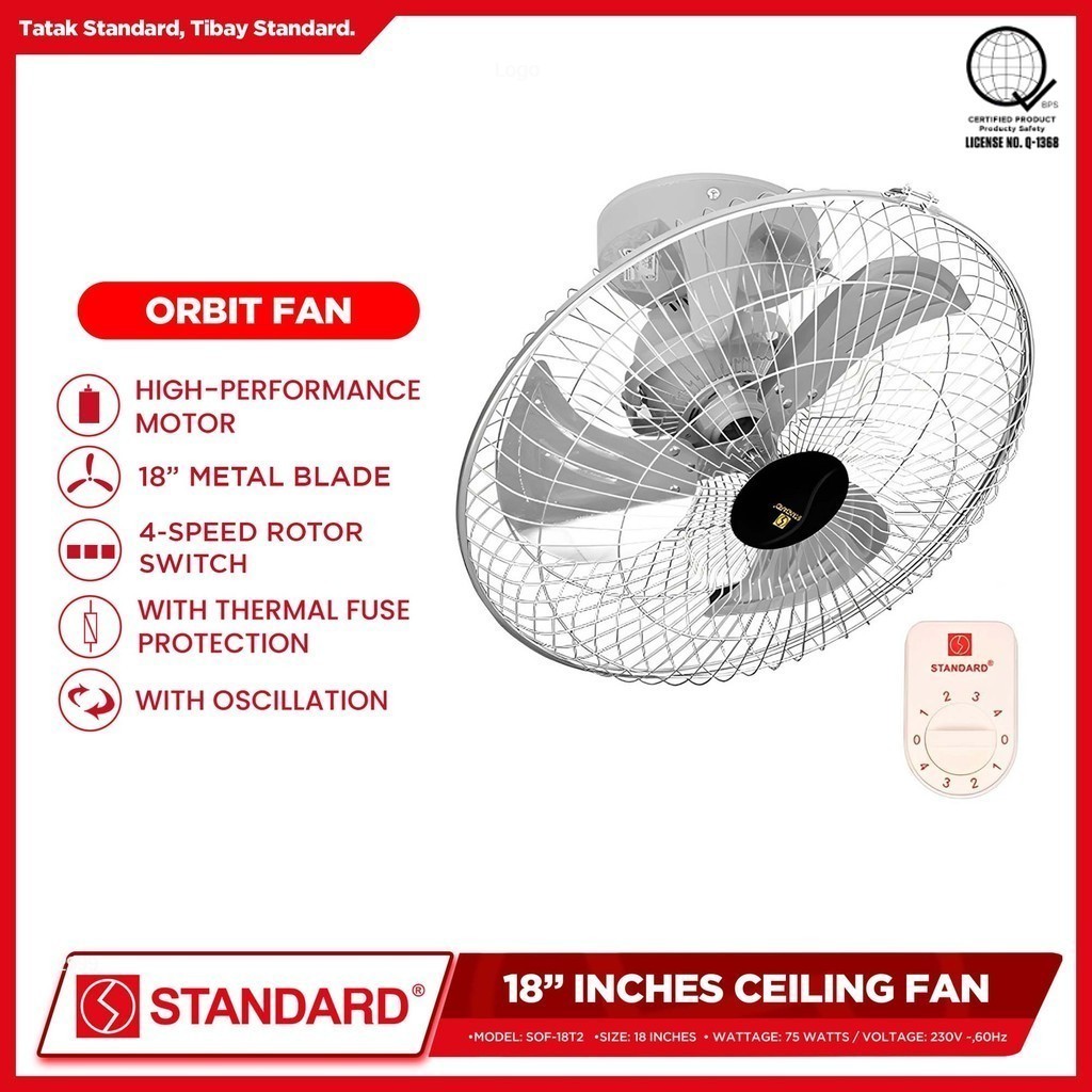 Standard Orbit Fan 18" Metal Blade (4 Speed Switch) SOF18T2 | Shopee ...