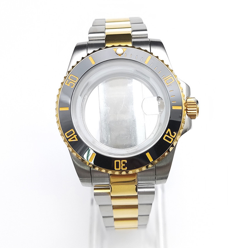 40mm Mechanical Watch Case Stainless Steel Strap Set Replacement Watch ...