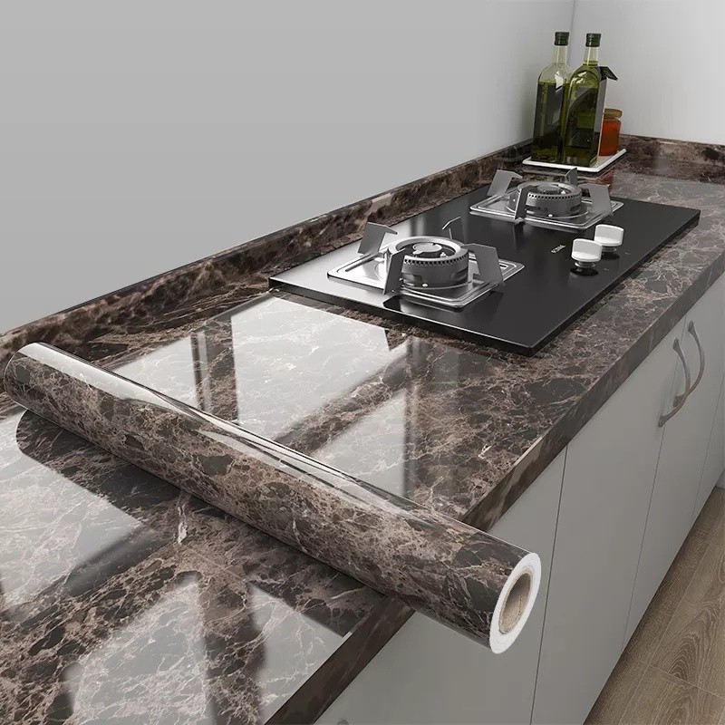 Kitchen Sticker Set Kitchen Anti Oil Wallpaper Glossy Marble Heat ...