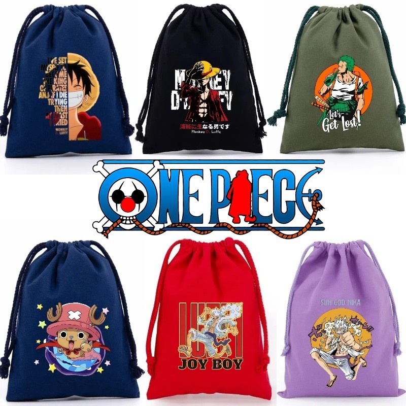 ONE PIECE drawstring bag cartoon storage bag gift bag plush cloth bag ...