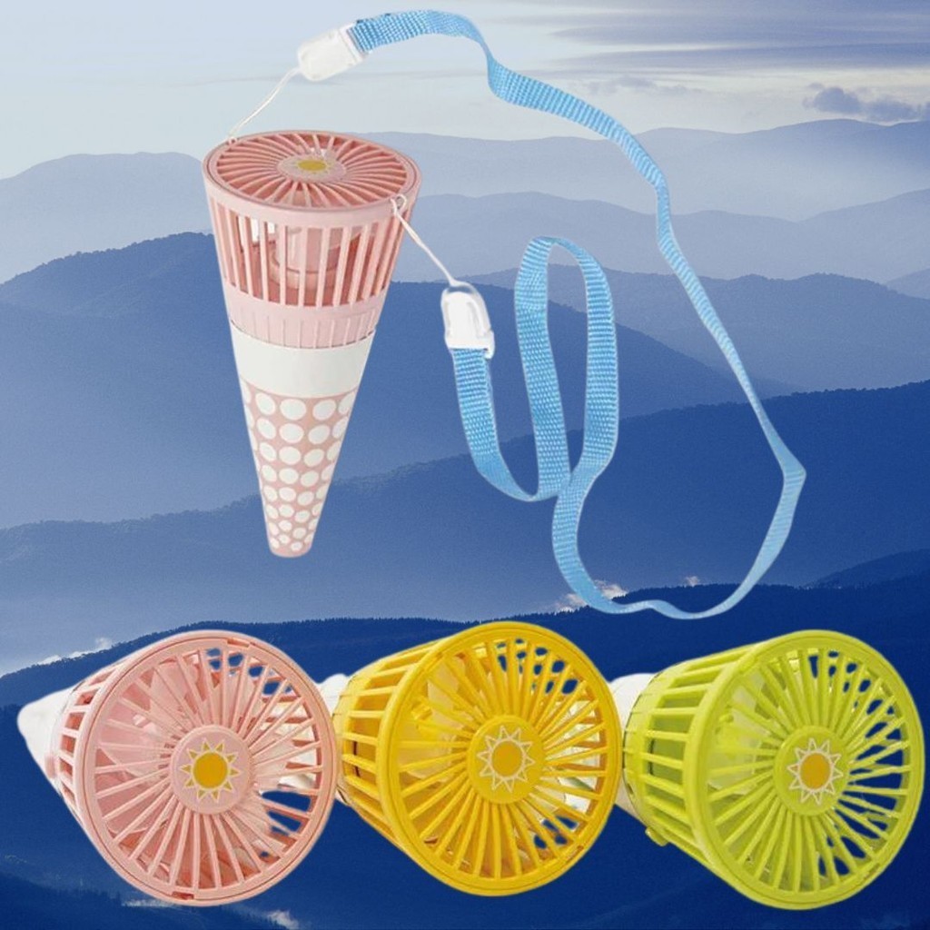 Ice Cream Fan Mini Electric Fan Ice Cream Hanging Neck Rechargeable Fan ...