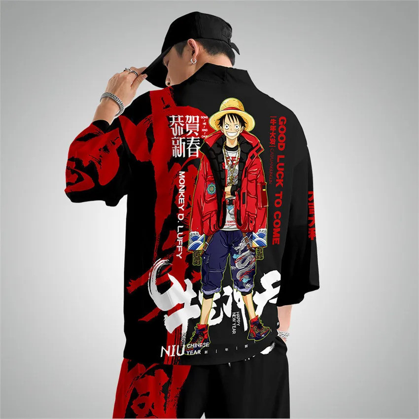 Plus Size One Piece Kimono Roronoa Zoro Monkey D. Luffy Japanese Haori ...