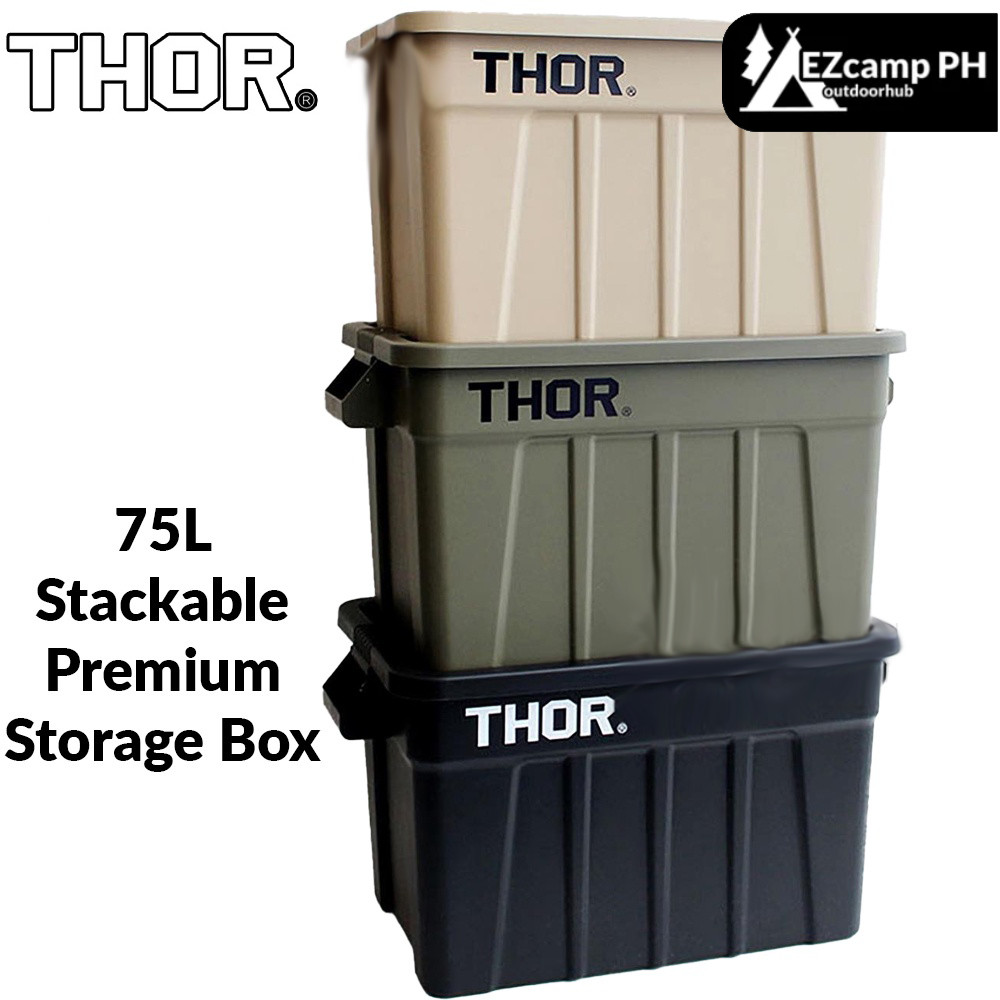 THOR ® Premium 75L Stackable Plastic Storage Box with Lid Outdoor ...