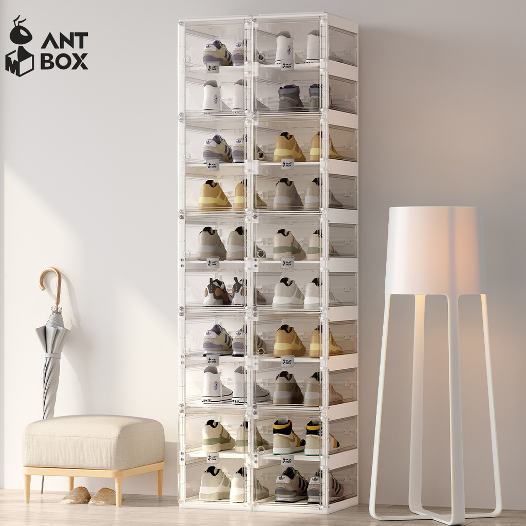 ANTBOX Transparent Shoe Box Full Clear Shoe Storage Organisers 10 ...