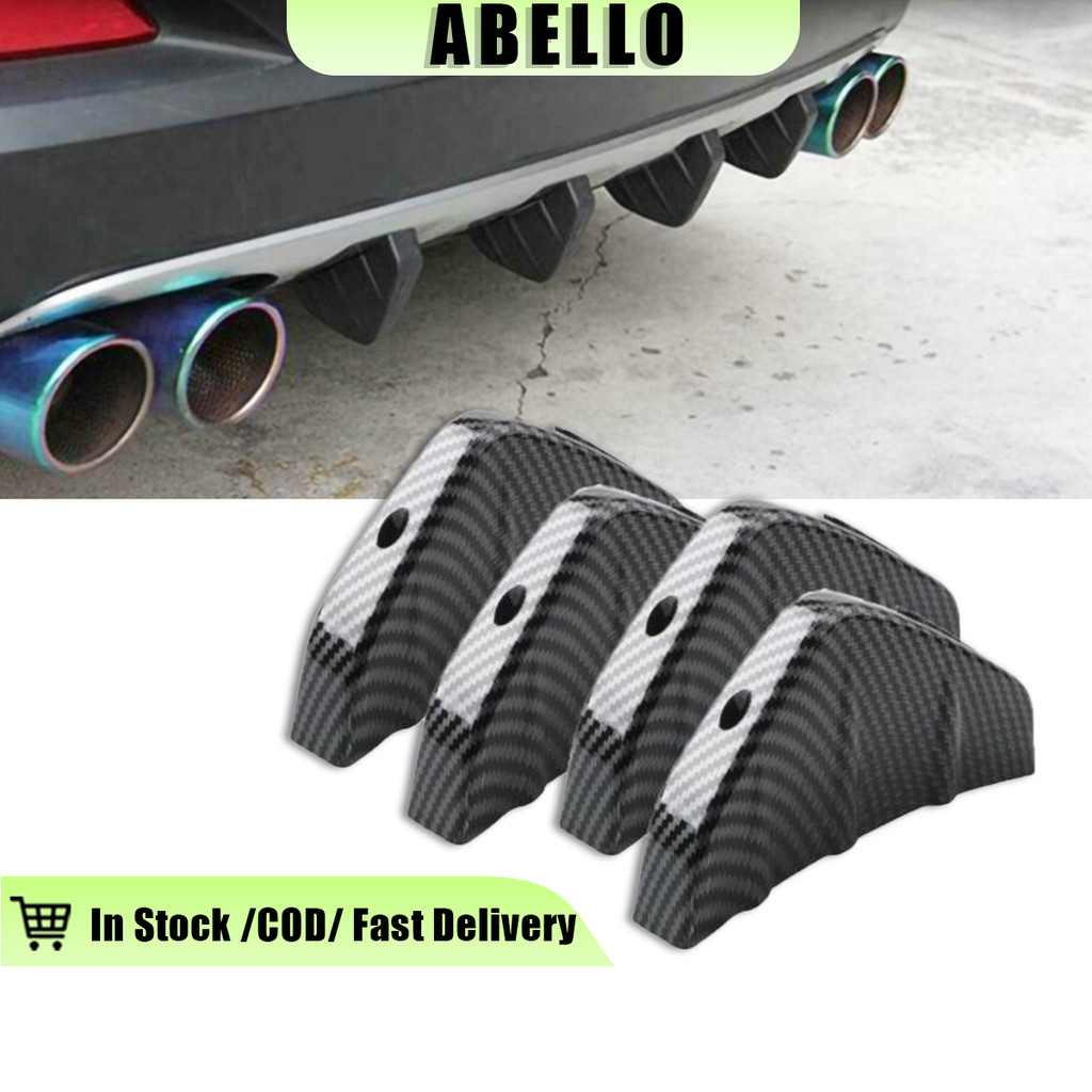 Universal 4Pcs/Bag Car Rear Bumper Diffuser Shark Fin Spoiler Rear ...