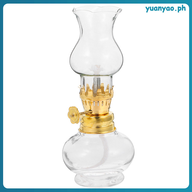 Vintage Decor Glass Oil Lamp Rustic Kerosene Lamps LED Lantern Lotus ...