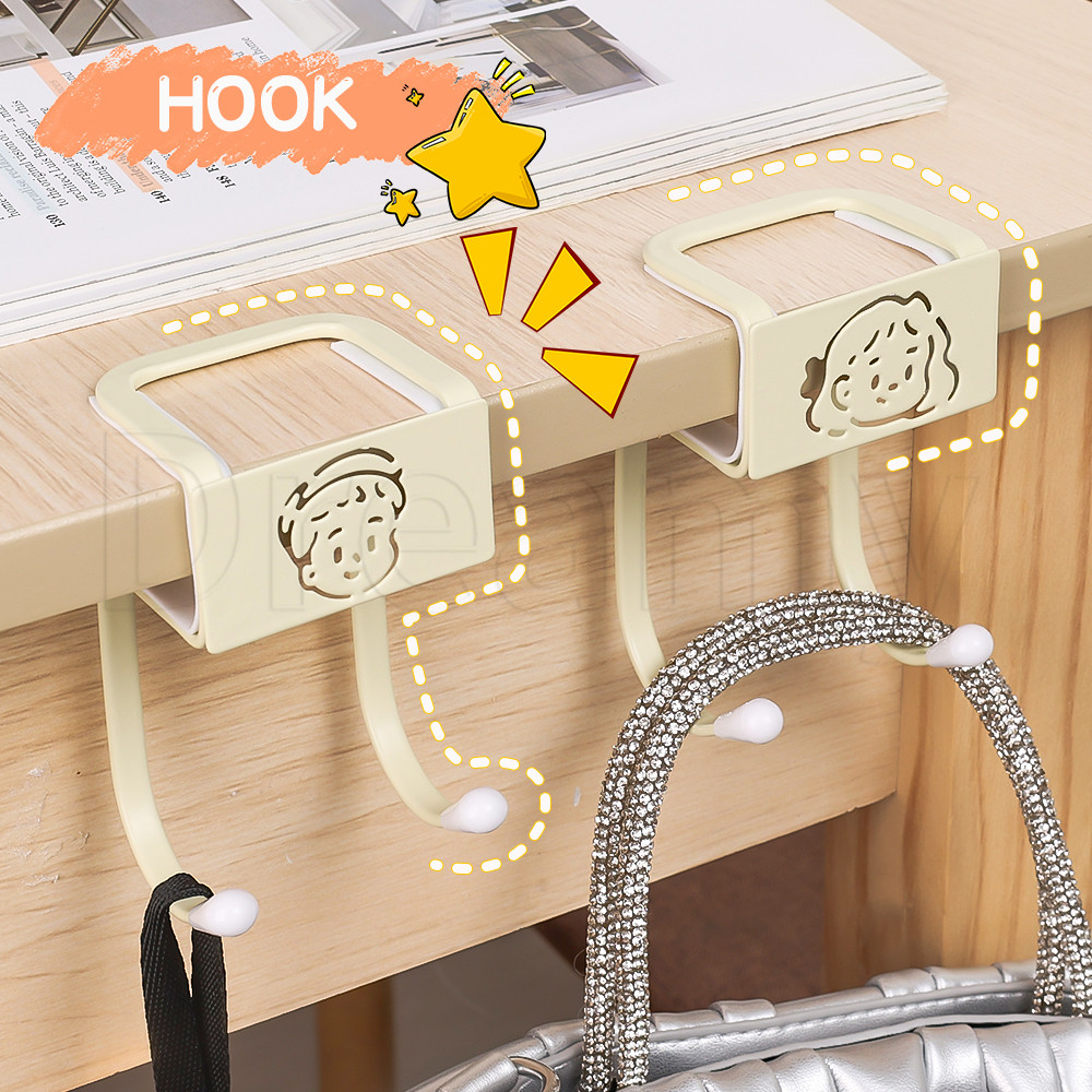 2Pcs Punch-free Desk Side Hook - Adjustable Handbag Bag Storage Hanger ...