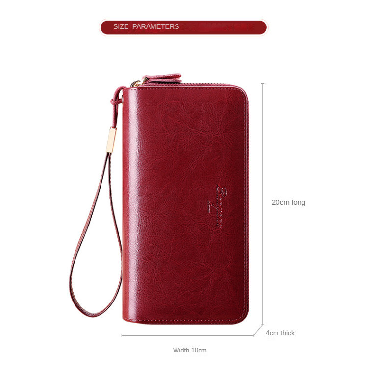 Genuine Genuine Leather Ladies Long Wallet Large Capacity Double Zipper ...