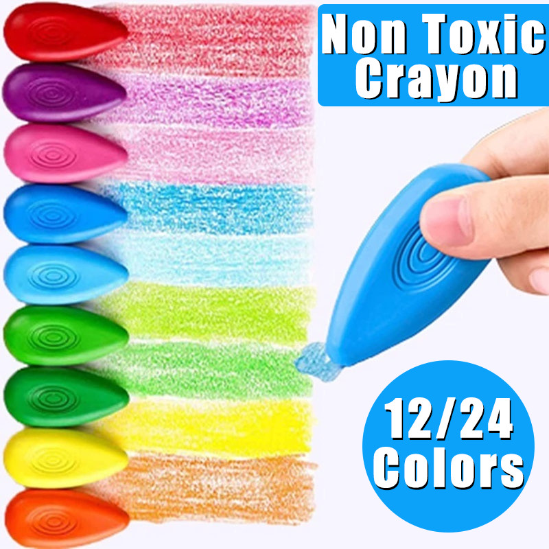 24/12PCS Water Droplet Shaped Crayons Non Toxic And Washable Crayons ...