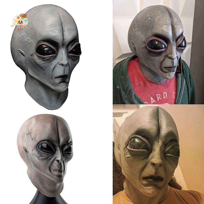 LON UFO Alien Skull Mask Cosplay Horror Latex Masks Helmet Halloween ...