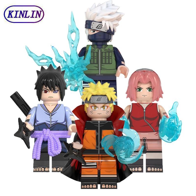 4PCS Naruto Team 7 Action Figures Building Block Set Kakashi Sasuke ...