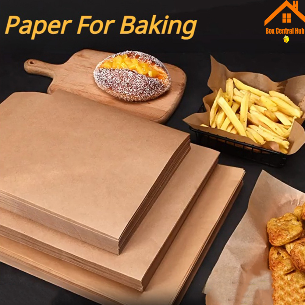 100PCS Kraft Parchment Paper Baking Oil Paper Oil-proof Log Color Pizza ...