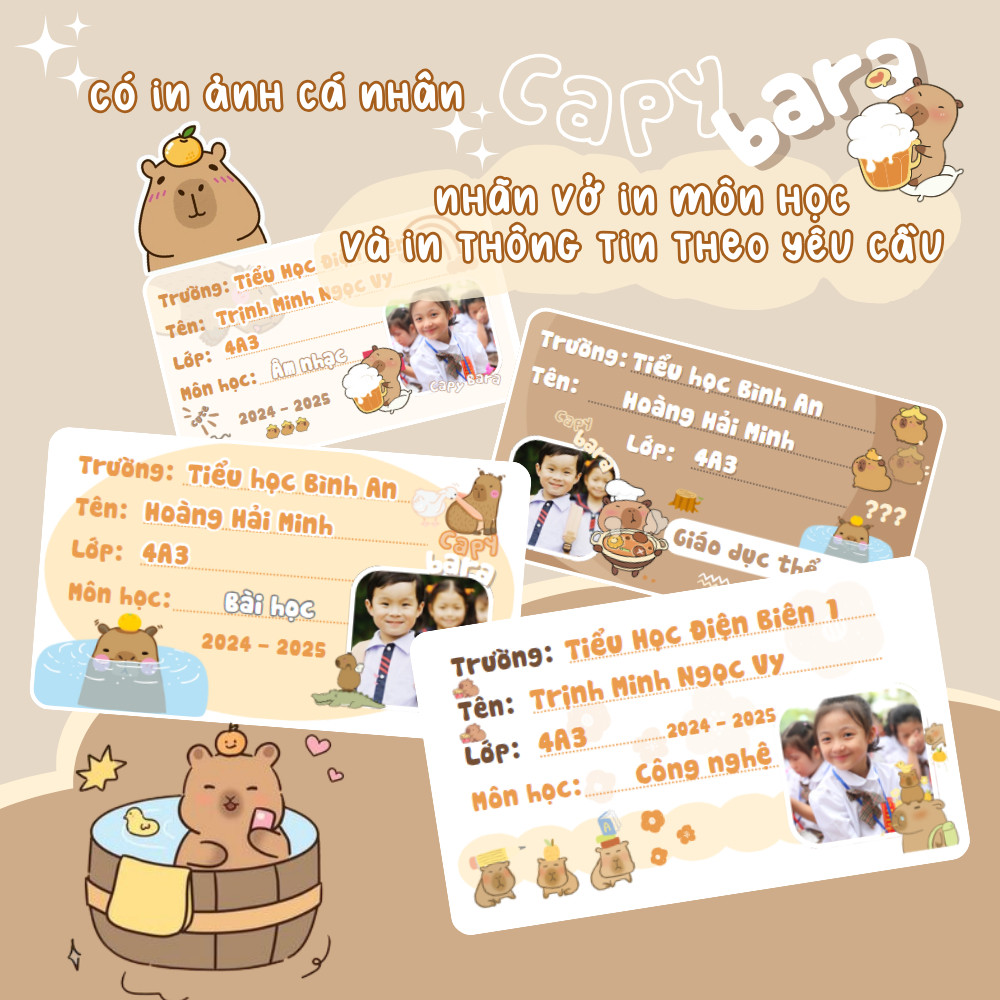 Notebook labels PRINTED WITH PHOTOS, CAPYBARA SUBJECTS as required ...