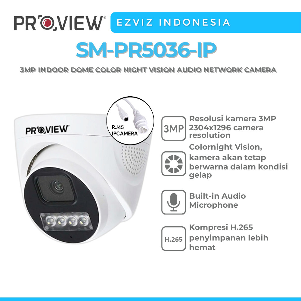 PROVIEW SM-PR5036-IP 3MP INDOOR DOME COLOR NIGHT VISION AUDIO NETWORK ...