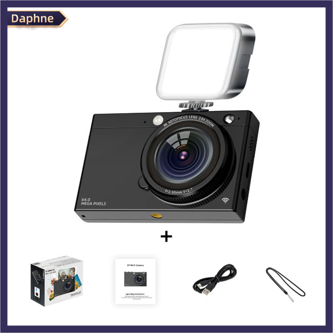 Daphne Digital Camera WiFi 4K Vlogging Camera With Fill Light 2.8" IPS ...