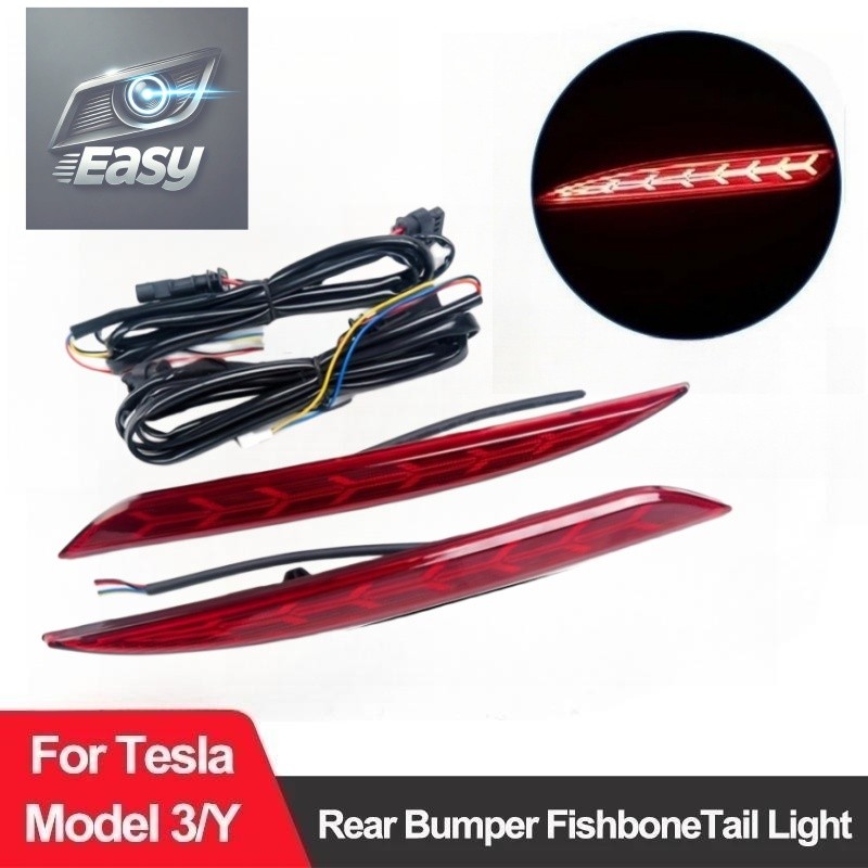 Rear Bumper Turn Brake Fog Tail Light for Tesla Model 3 Y Fishbone ...