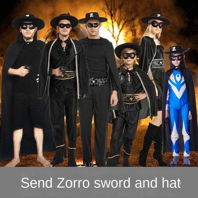 Halloween Zorro Costume Adult Couple Children Men and Women ...