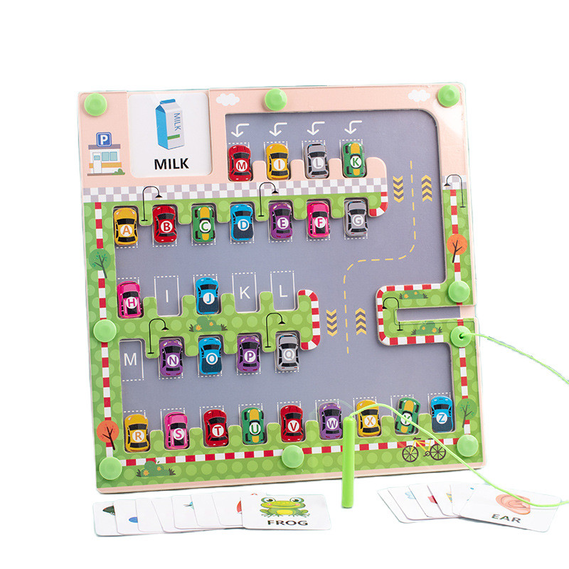 maze game Letter Matching Magnetic Parking Lot Labyrinth Children Pen ...