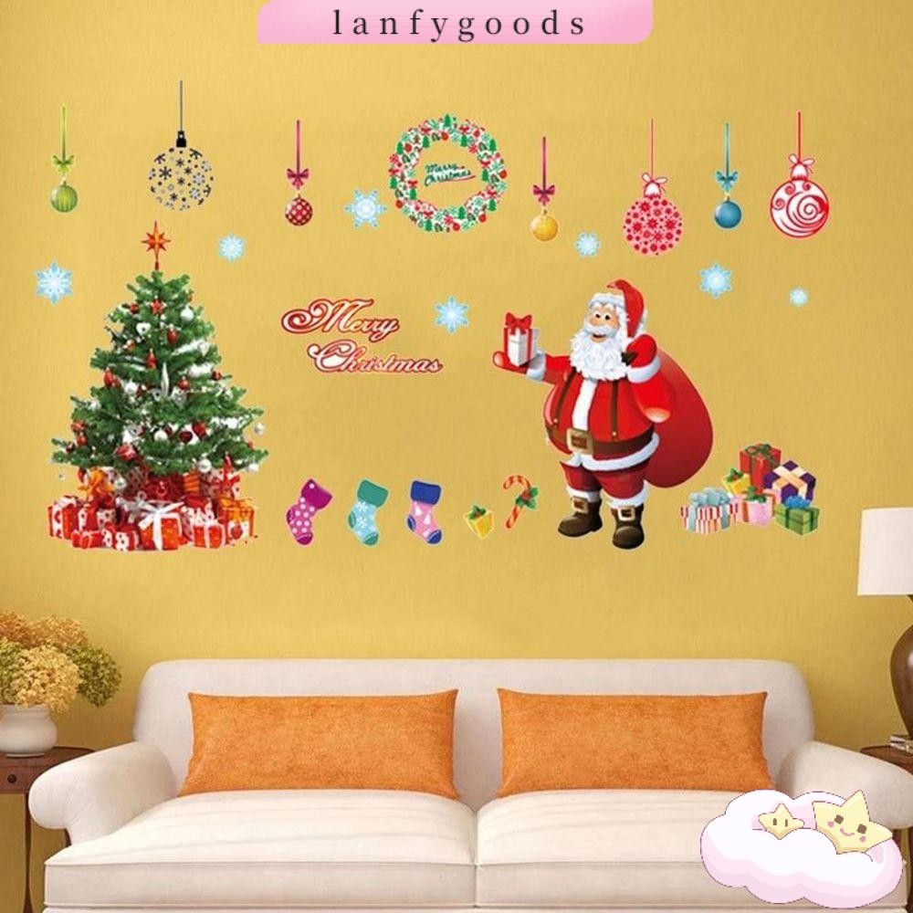 LANFY Christmas Tree Decal Santa Claus Colorful Paster Environment ...