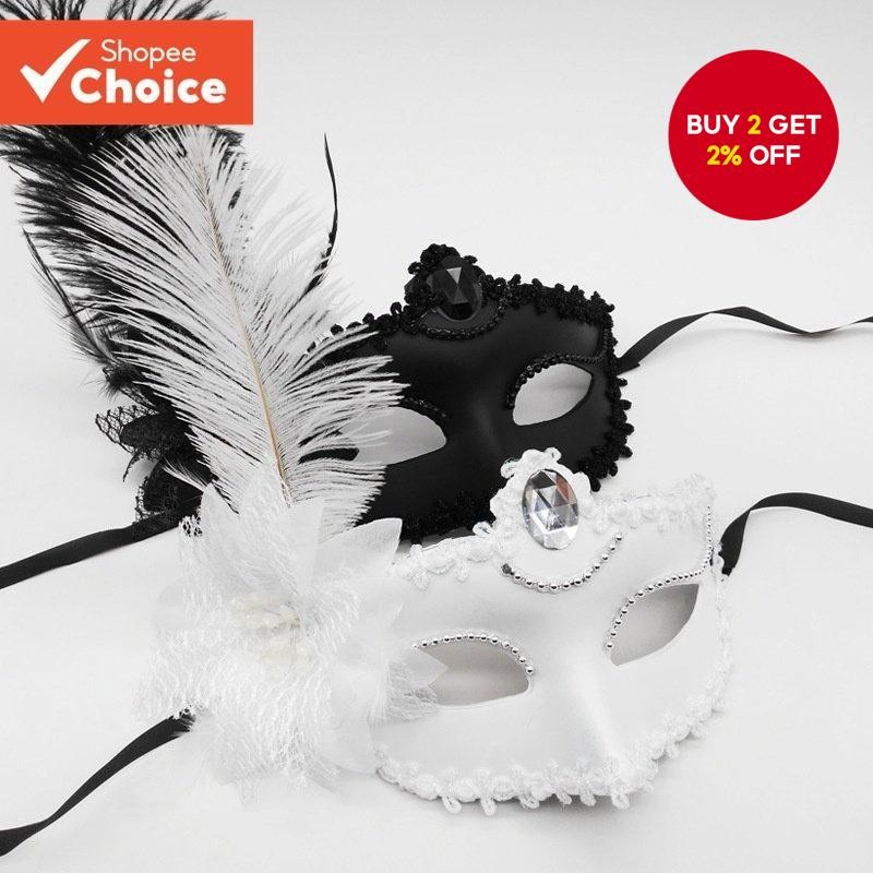 Venice Half Face Mask for Women - Elegant Masquerade Mask with Side ...