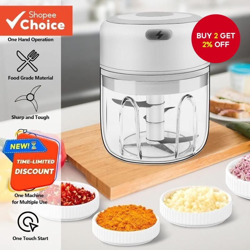 Mini Garlic Chopper Electric 250ml Wireless Portable Food Chopper with ...