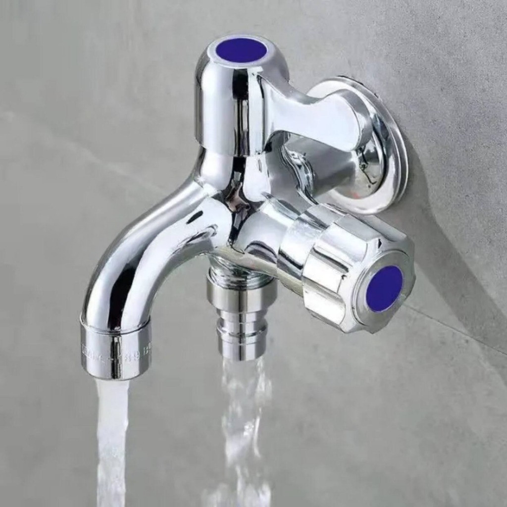 Stainless Steel 1 in 2 out Head Two Way Water Washer Tap Faucet Wash ...
