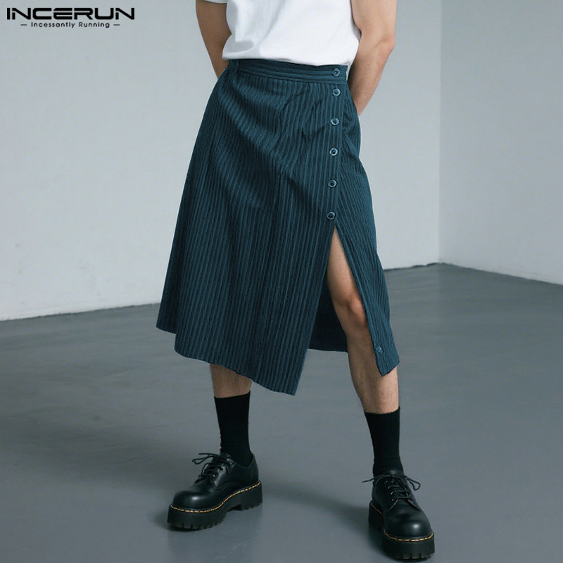 INCERUN Men's Fashion Striped Cardigan Design Skirt | Shopee Philippines