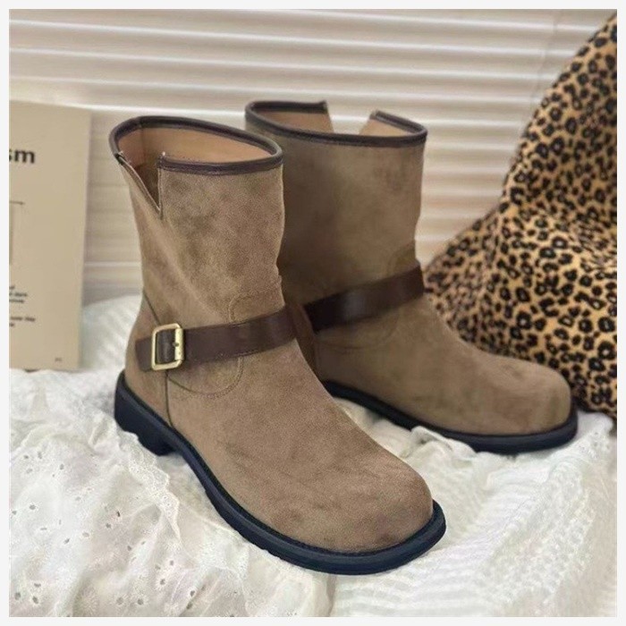 COD Women's Retro Suede Leather Soft-Soled Boots - Stylish & Versatile ...