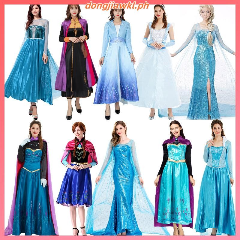 Costume Disney Frozen 2 Princess Elsa Dress cos Halloween Adult Anna ...