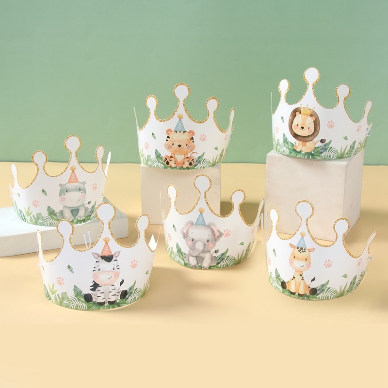 6pcs Jungle Animal Party Hats Safari Theme Party Decorations Crown ...