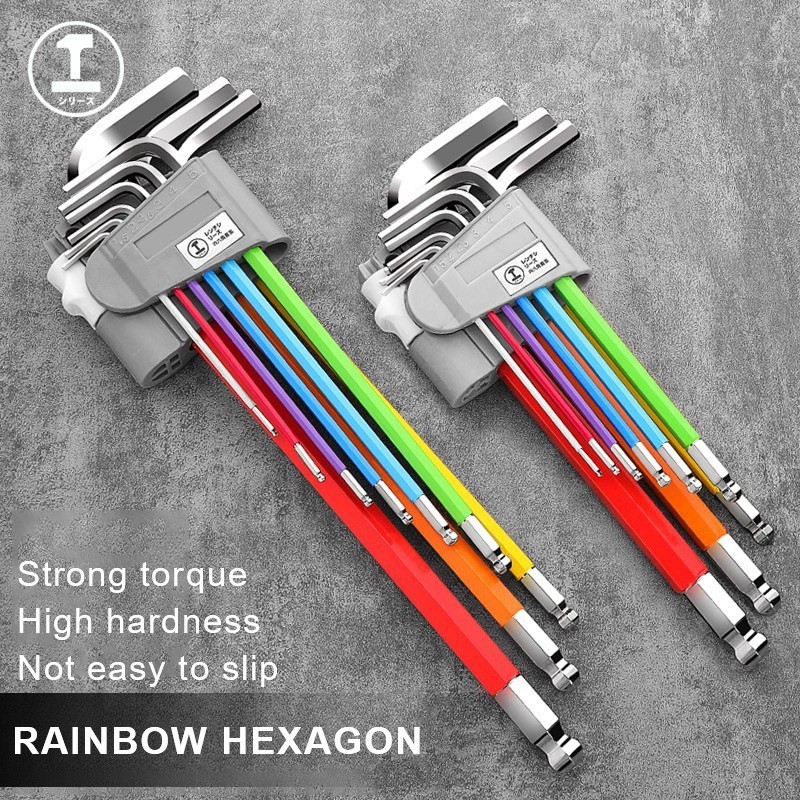 RQ+＞Universal Allen Key Set Screwdriver 9pcs Set Hexagon Spanner Hex ...