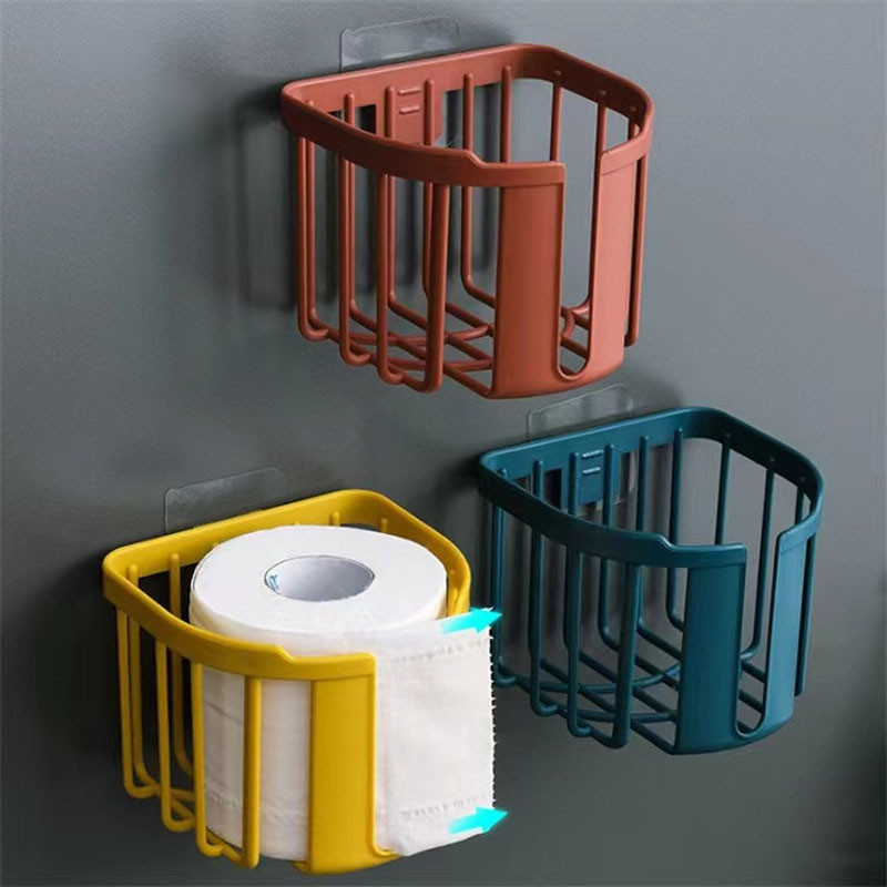 Bathroom Tissue Box Punch-Free Toilet Roll Holders Wall Mount Tissue ...