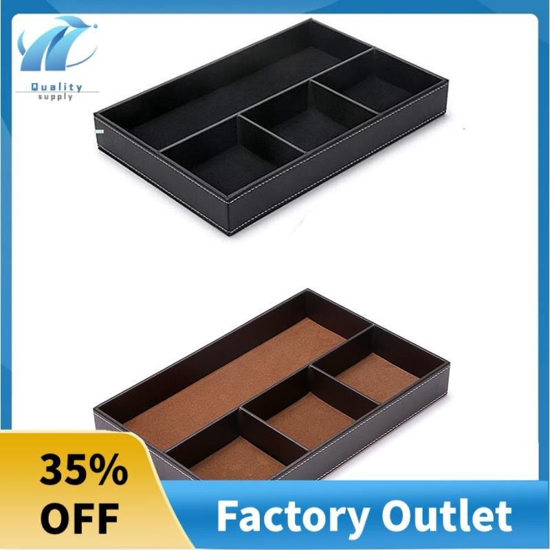 Superb 4 Slots Desk Drawer Organizer, Pu Leather Drawer Storage ...