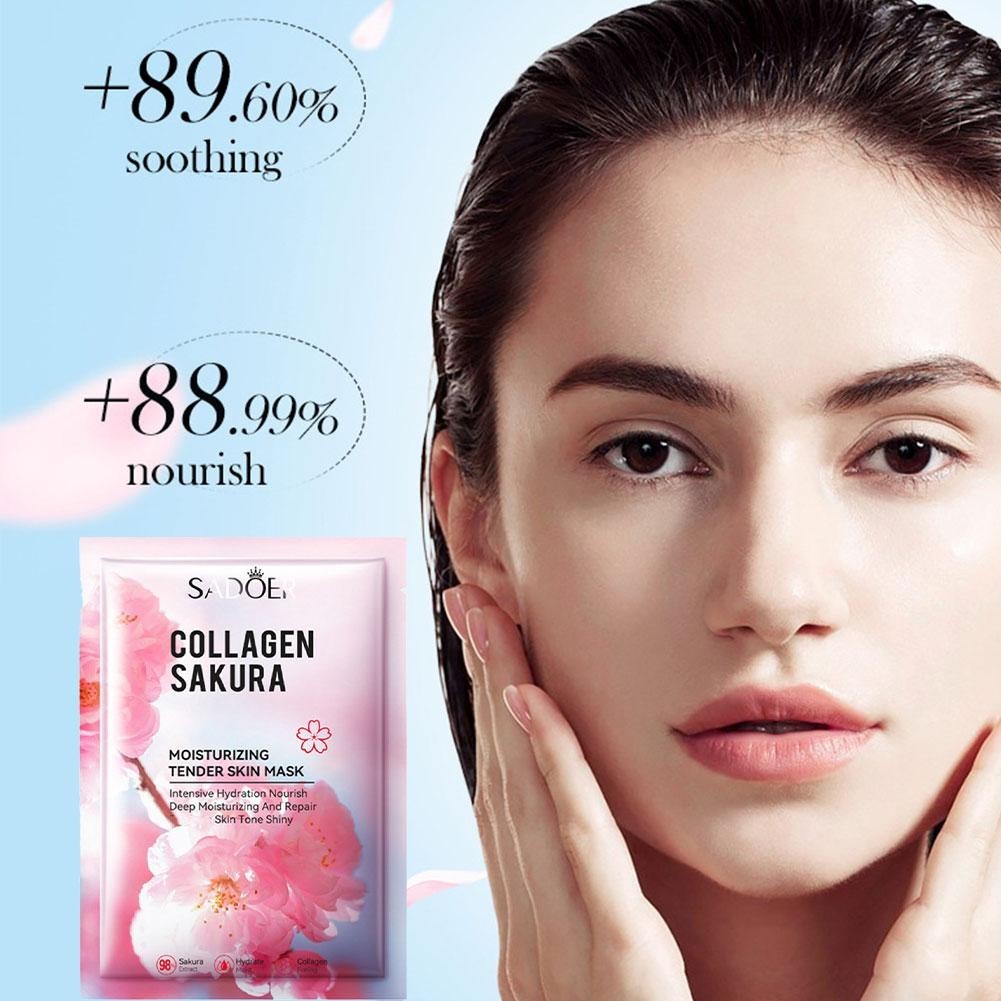 Sakura Collagen SADOER Mask Moisturizing Essence Fade Wrinkles Skin ...