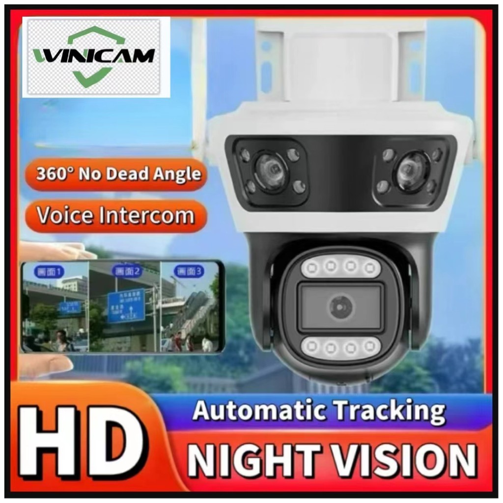 V380 PRO CCTV Camera three lens and three screen 360 degree HD night ...