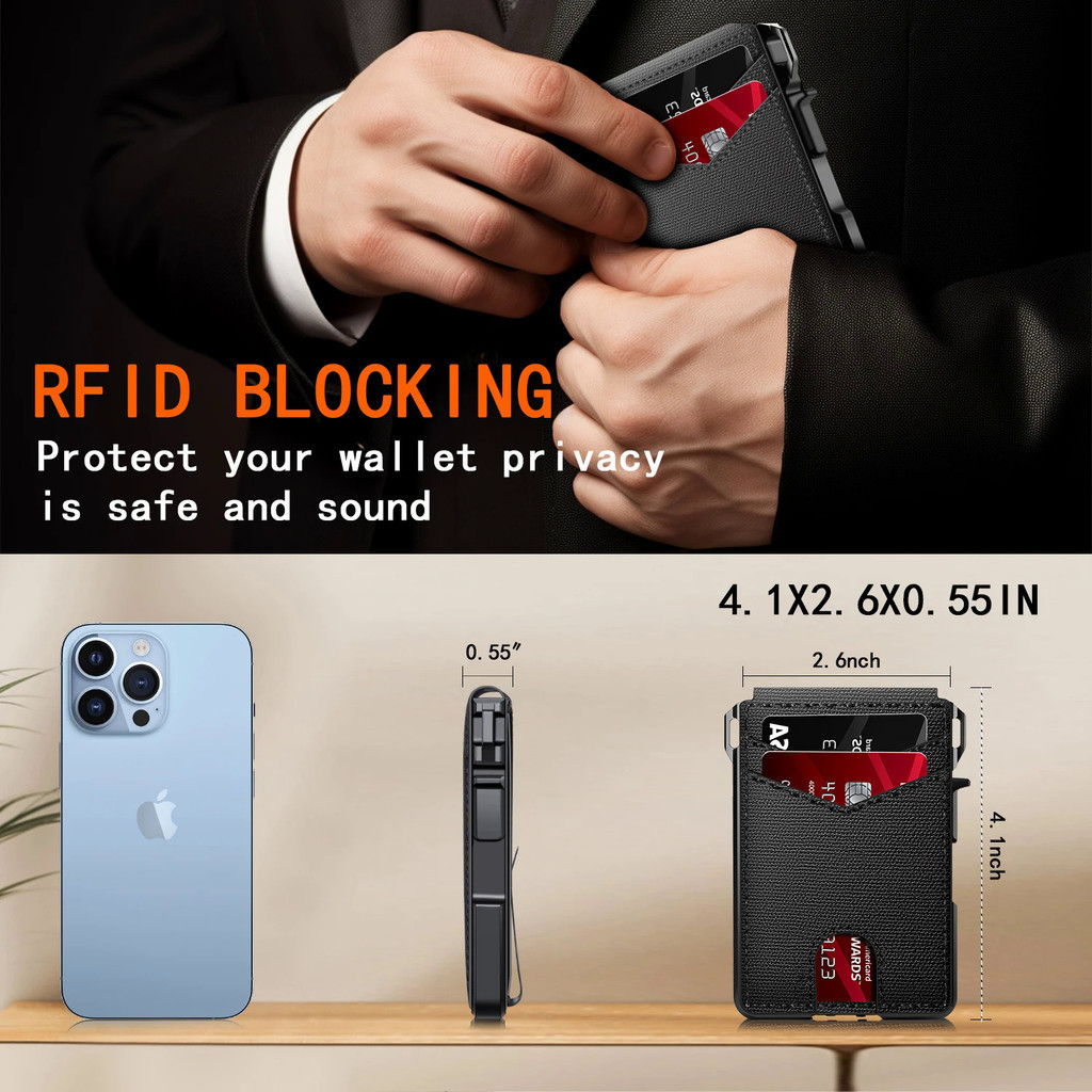 Mens Wallet Tactical Bifold Wallets for Men Metal RFID Blocking ...