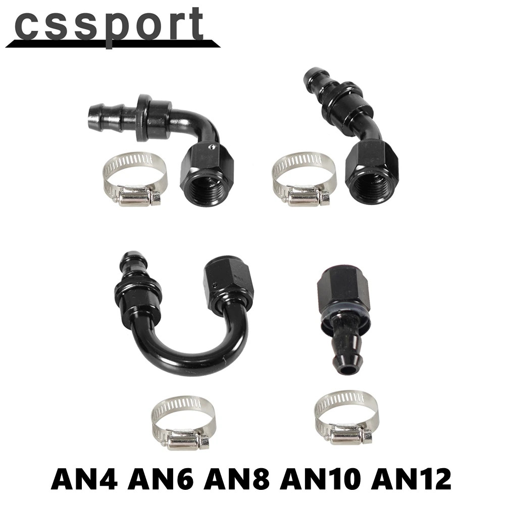Universal AN4 AN6 AN8 AN10 AN12 0 45 90 180 Degree Push Lock Hose Fitting End Adapters | Shopee ...