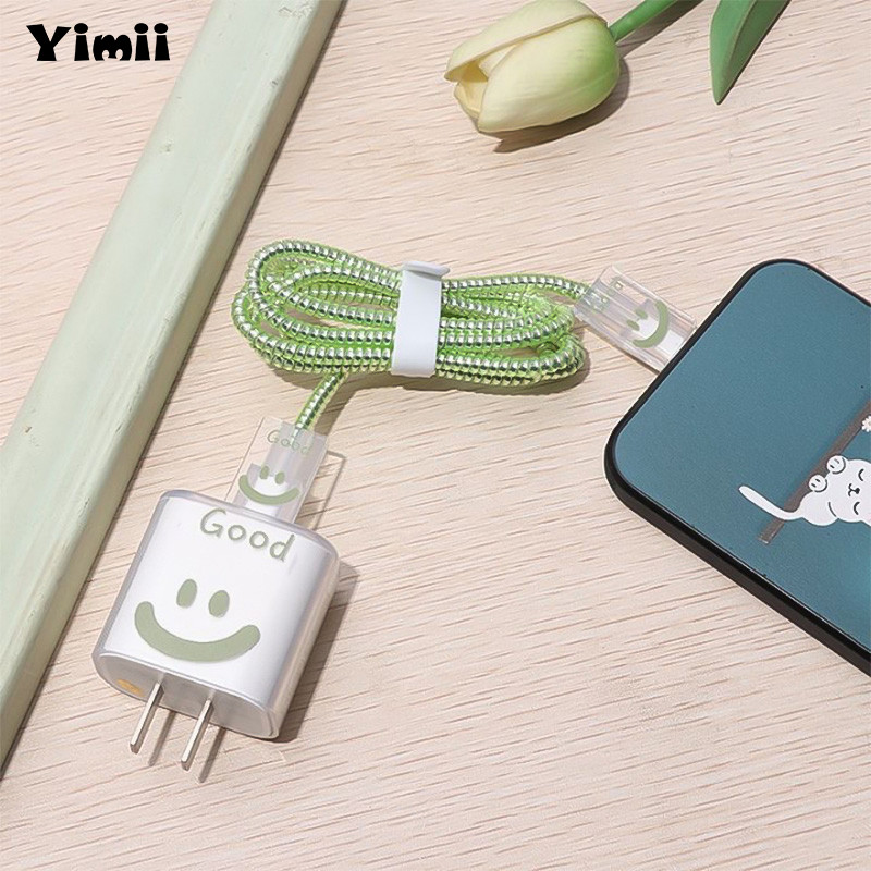 【Yimii.PH】Charger Data Cable Protecter Lucky Smiling Face Transparent ...