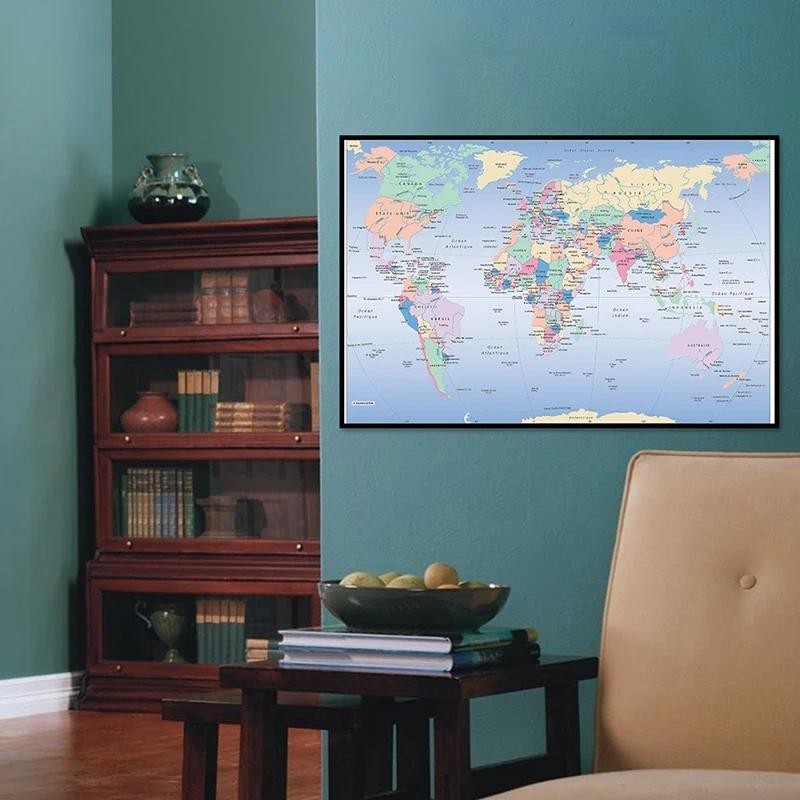 HOT SALE 59x42cm World Map, Map of The World in French Language, Poster ...