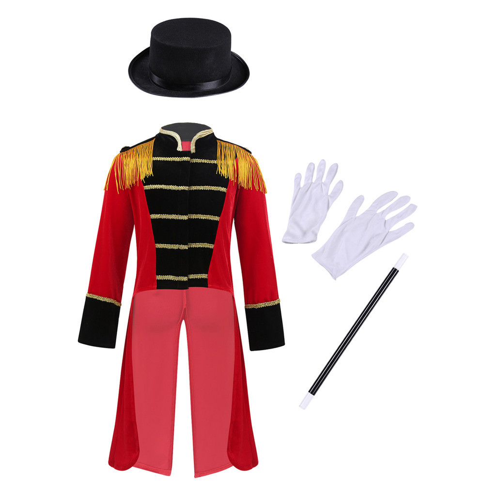 Kids Boys Halloween Carnival Circus Ringmaster Showman Cosplay ...
