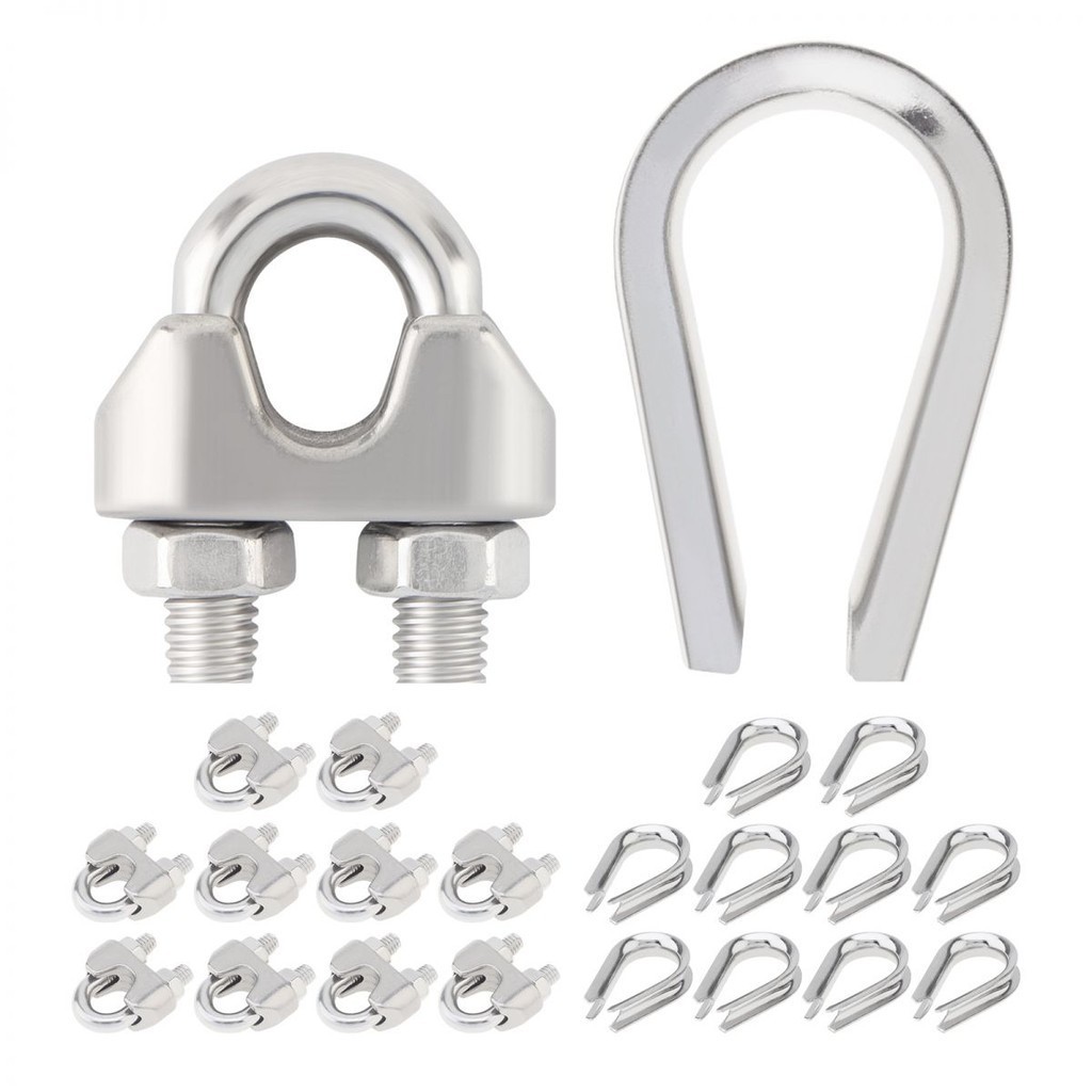 20pcs/pack Stainless Steel 3/16 Inch M5 Wire Rope Cable Clip Clamps for ...