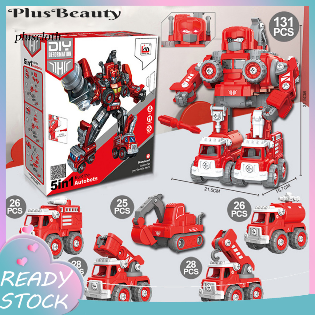 1 Set Robot Deformation Truck Five in One DIY Disassemble Assemble ...