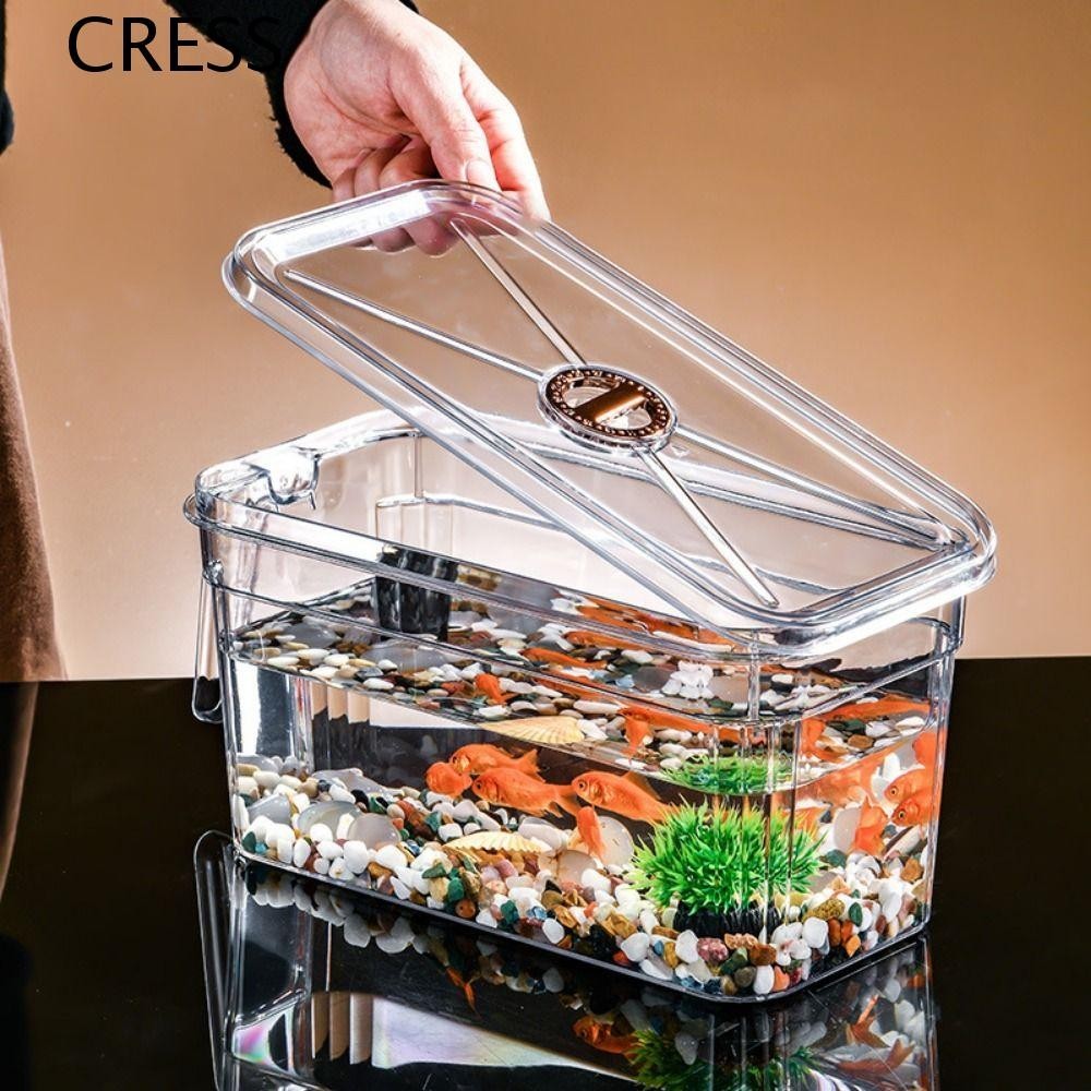 CRESS Desktop Goldfish Bowl, Square/Rectangle Transparent Plastic Fish ...