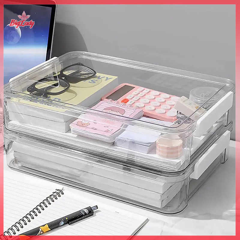 UVLN> Desktop File Storage Box A4 Document Organizer Case With Lid ...