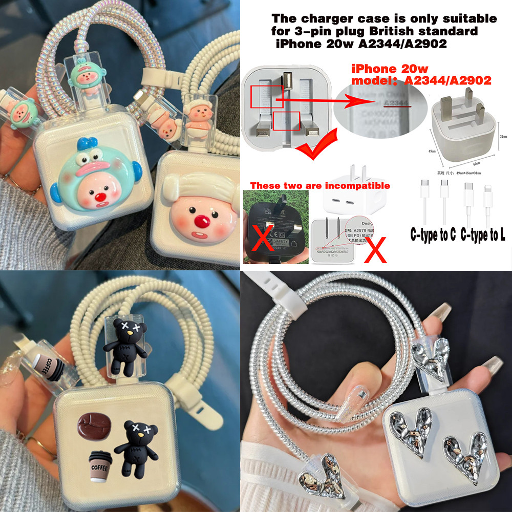 For Phone 15 3-pin folding plug 20W A2344/A2902 square Cute Beaver Cartoon charger cove Fast ...
