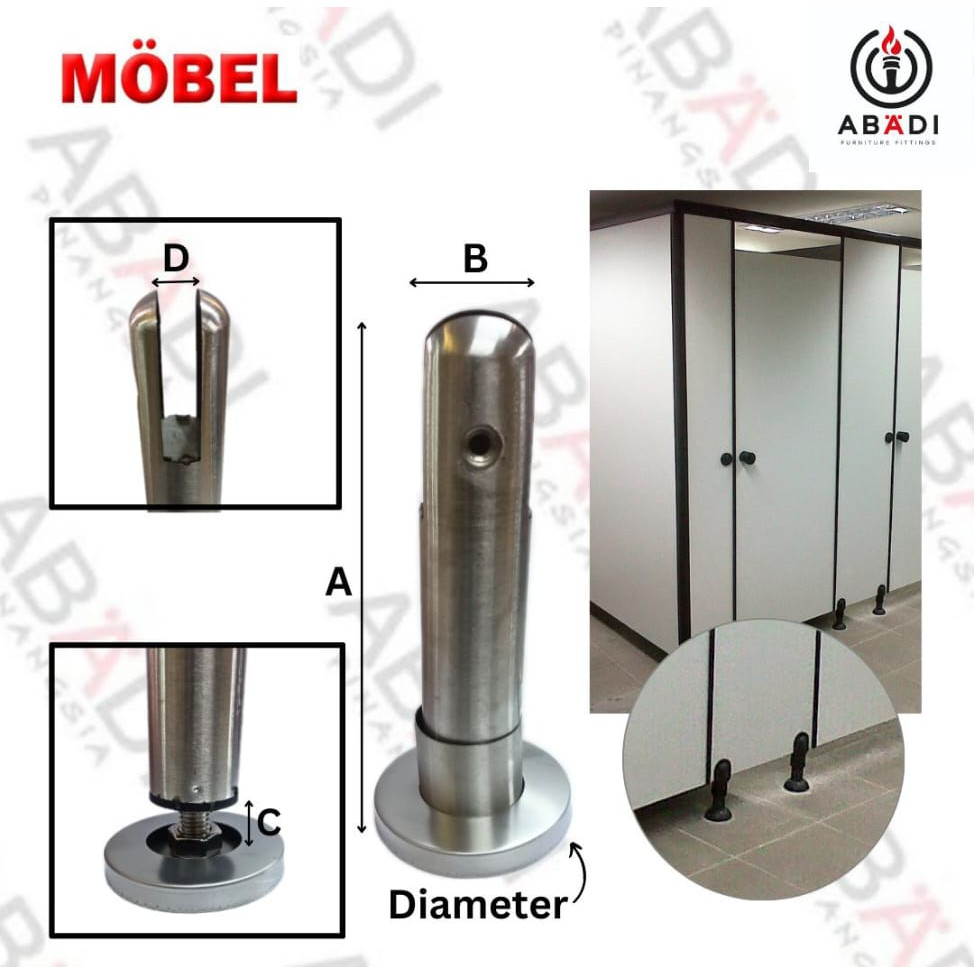 KAYU Cubicle Toilet Leg Stainless Wooden Partition Legs Bathroom WC ...