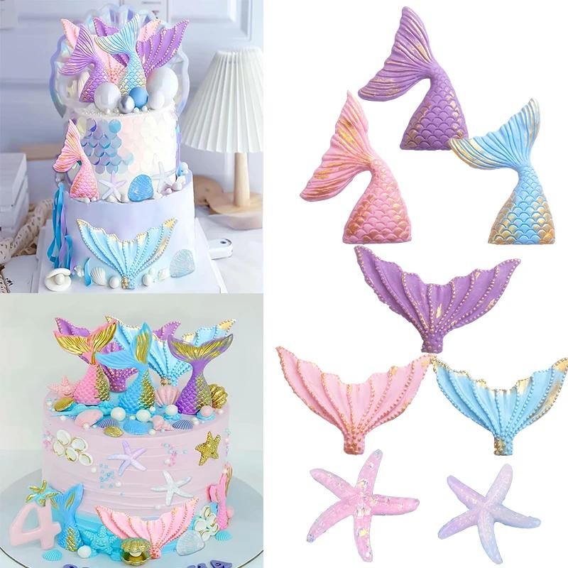 Mermaid Cake Topper Magical Pink Blue Mermaid Tail Sea Star Cake ...