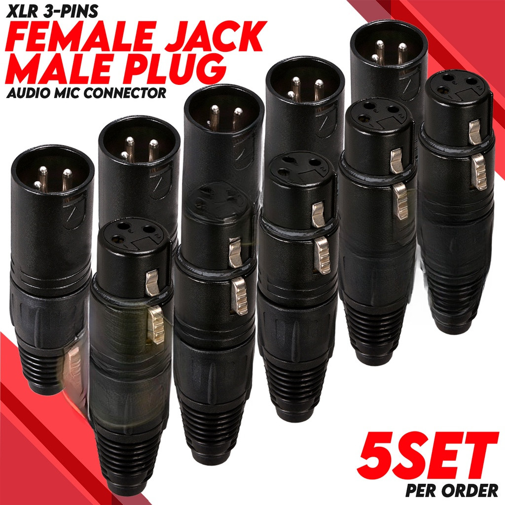 Easydeal 5Pair 3Pin XLR Male to Female MIC Ja Snake Plug Audio ...