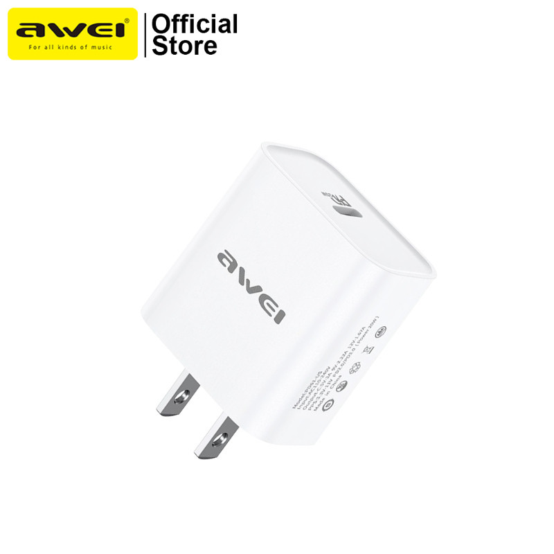 Awei PD61-US Wall Charger 20W Fast Charge Type-C Output Power Adapter ...
