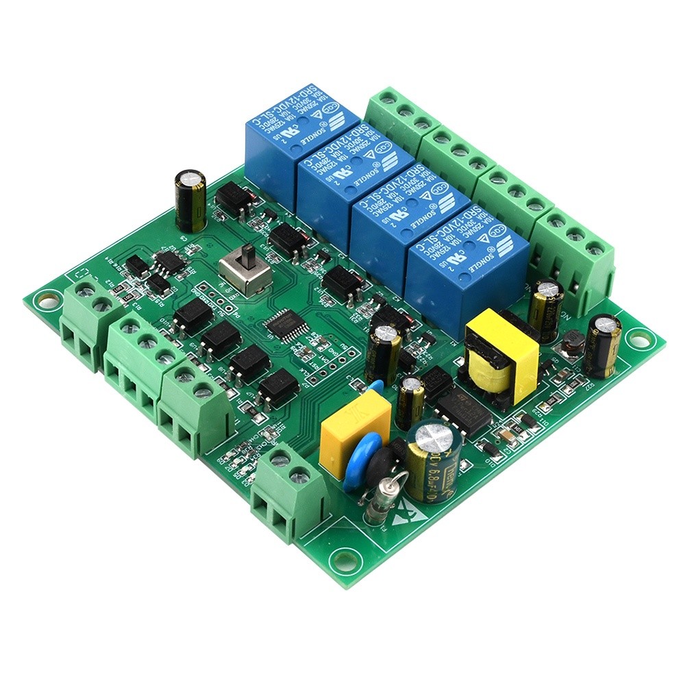 AC220V Modbus RTU Four way Relay Module RS485/TTL UART Four Way Input Output Support Standard ...